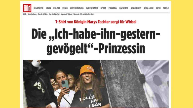 Prinsesse Isabelle på forsiden af tyske Bild Zeitung iført en "Jeg ...