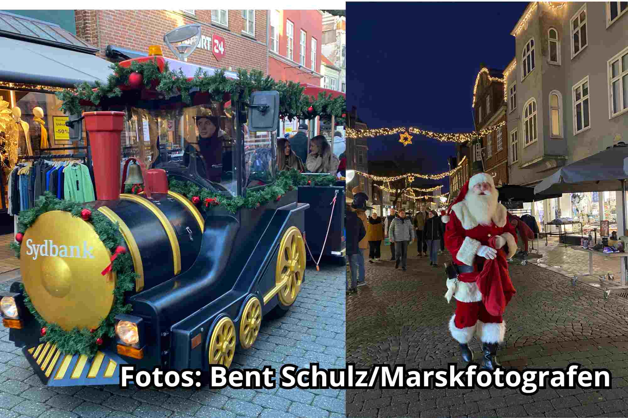 Julebyen Tønder med juletog og julemanden på gågaden både mandag og ...